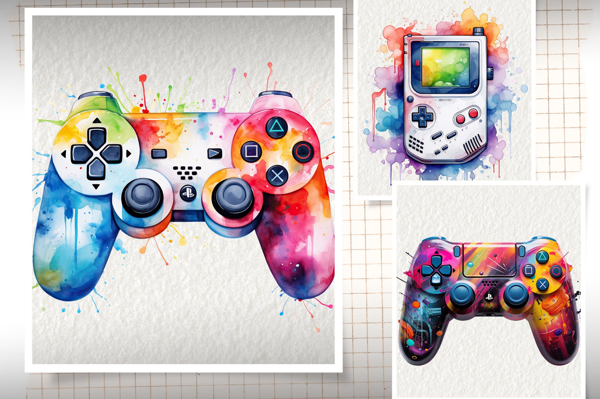 Gaming Controller Watercolor Clipart, Digital Download, Boy T-shirt ...