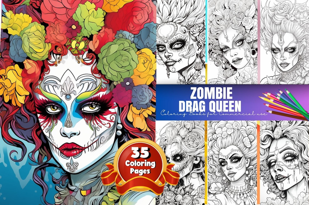 Zombie Drag Queen Coloring Pages, Zombies Coloring Pages, for Adults ...