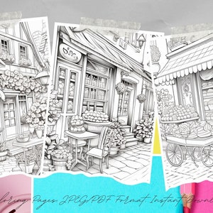 Vintage Bakery Shop Coloring Pages, French Patisserie Pastry Coloring ...