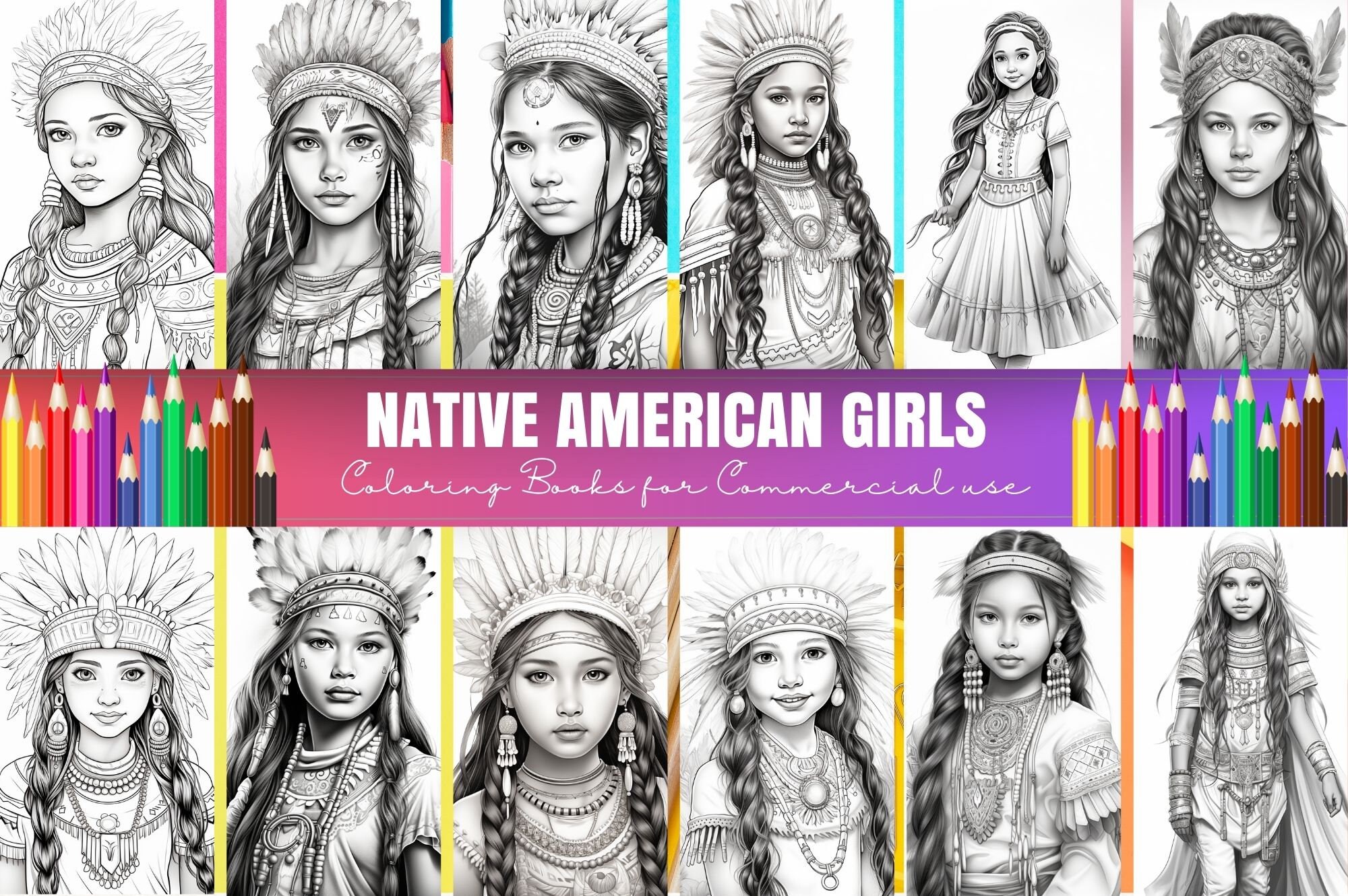 Beautiful Native American Girls Coloring Pages, Native American Girls ...