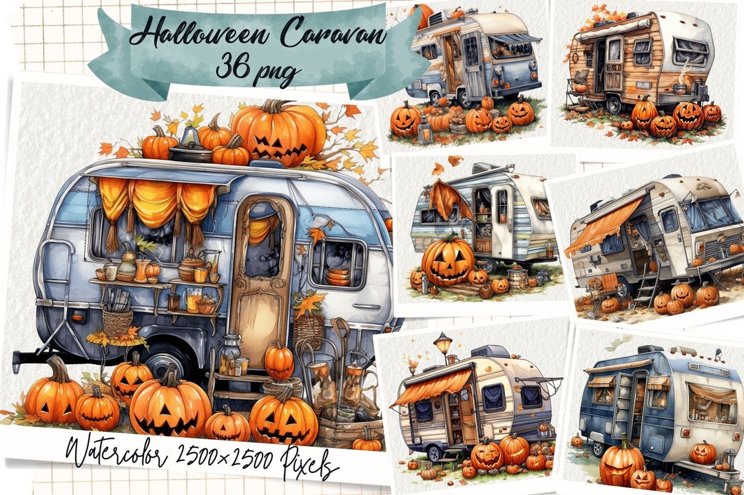Halloween Caravan Clipart, Halloween, Digital Print, Spooky Season ...