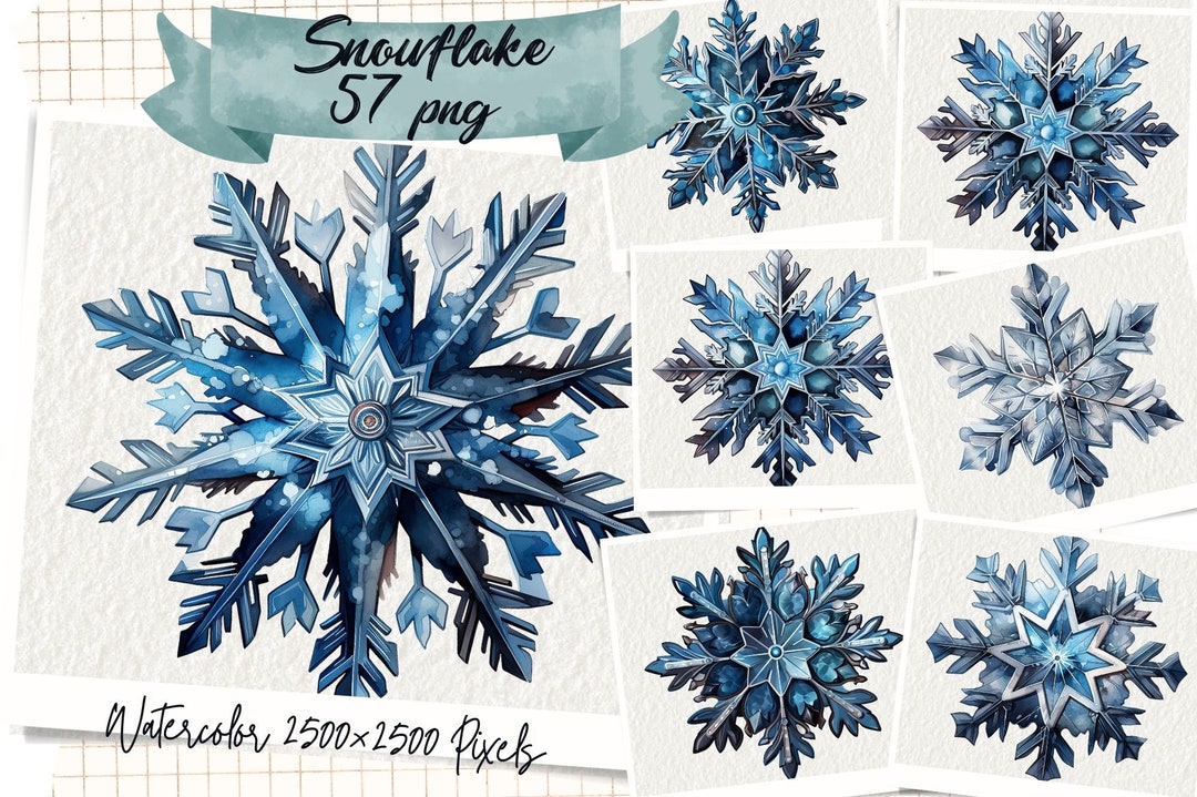 Watercolor Snowflake Clipart, Snowflakes Christmas Clipart, Silver ...