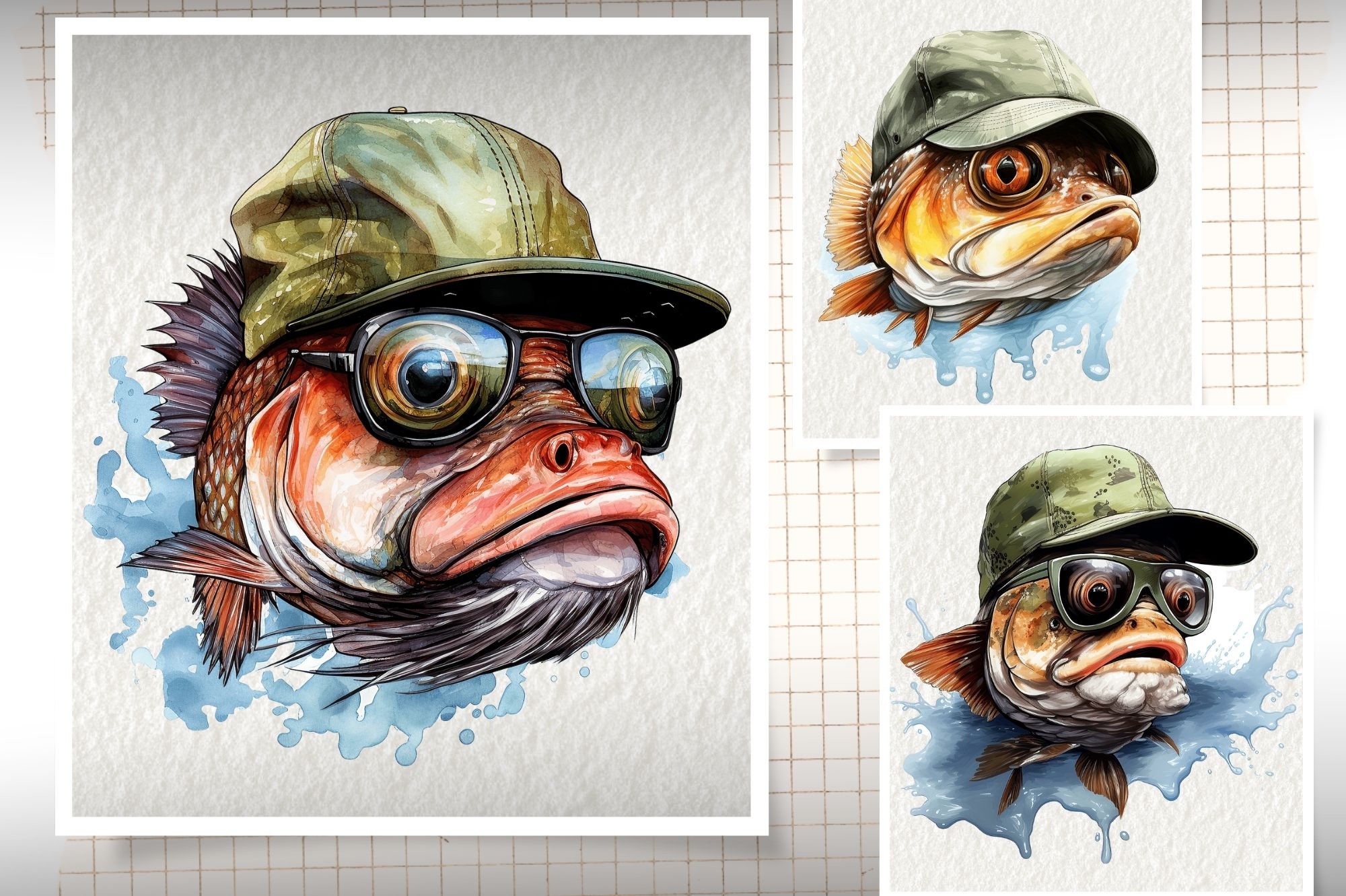 Bass Fish Watercolor Art Funny Bass Fishwatercolor Bass - Etsy