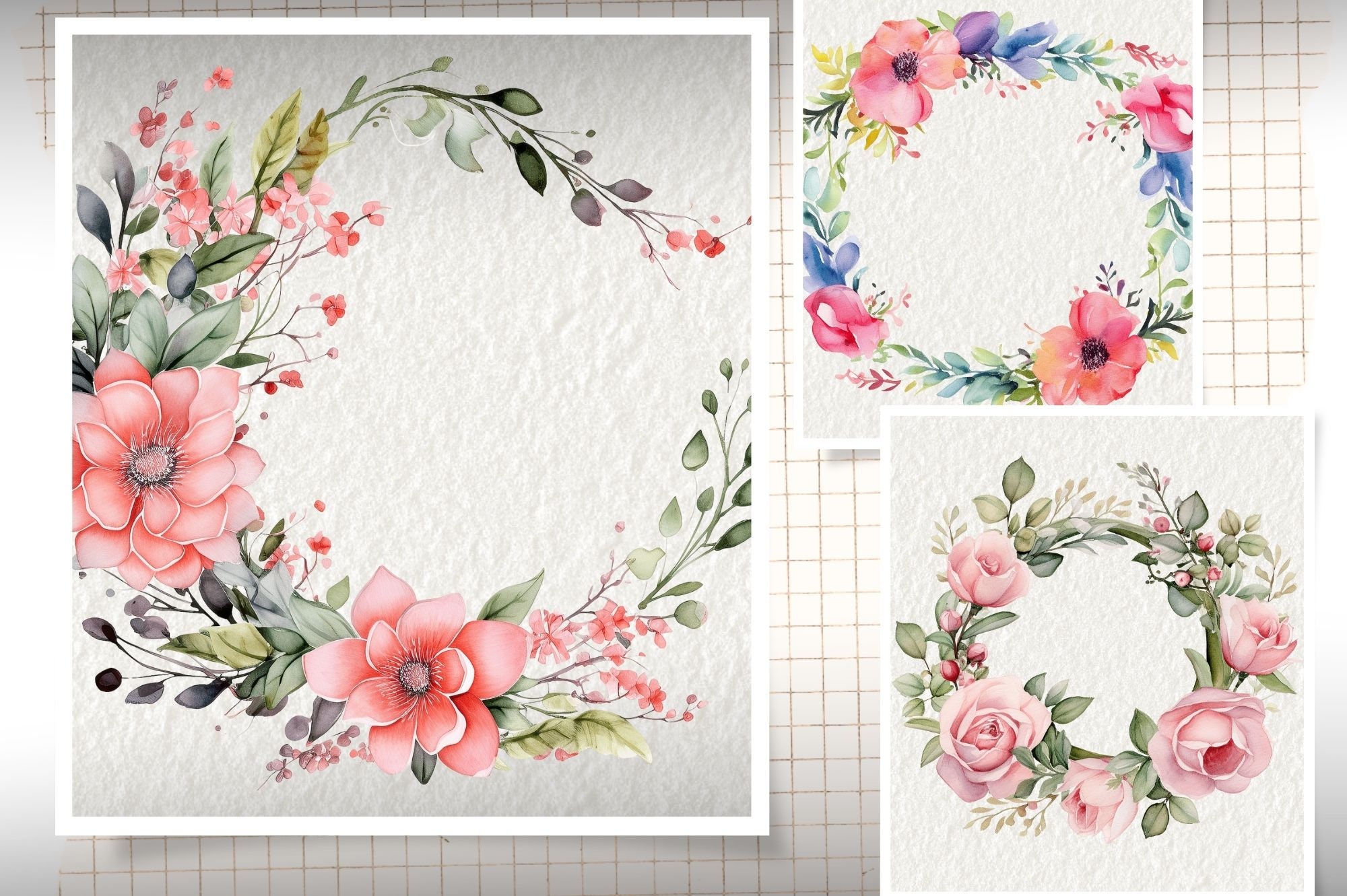 Floral Clipart Bundle Pink Flowers PNG Flower Bouquet Pink - Etsy