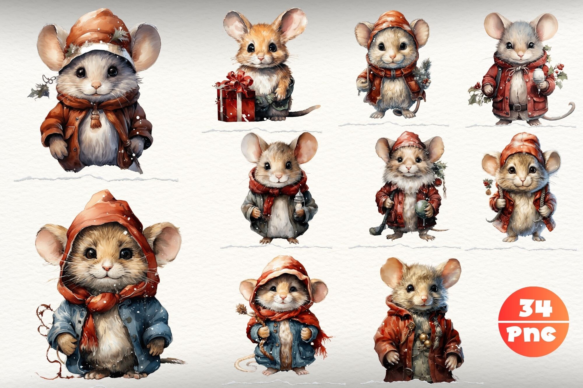 Christmas Mouse Clipart, Christmas Mouse, Holiday Clipart, Christmas ...