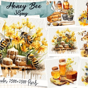 Honey Bee Watercolor Clipart Nursery, Honey Bee Clipart, Bumblebee ...