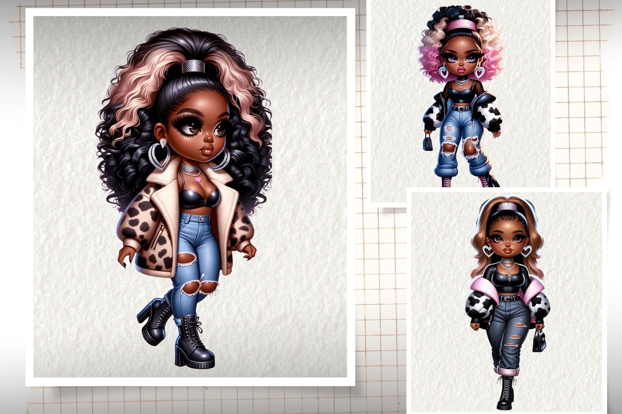 African American Chibi, Chibi Art, Black Girl, Fashionista Afro Girl ...