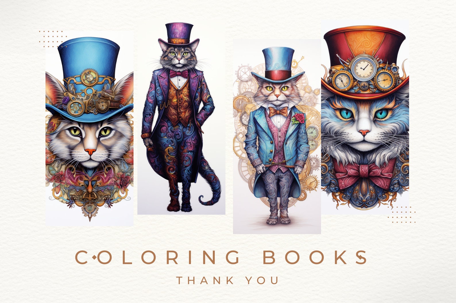 Steampunk Cat Coloring Pages, Cat Gentlemen Adults Printable Coloring ...
