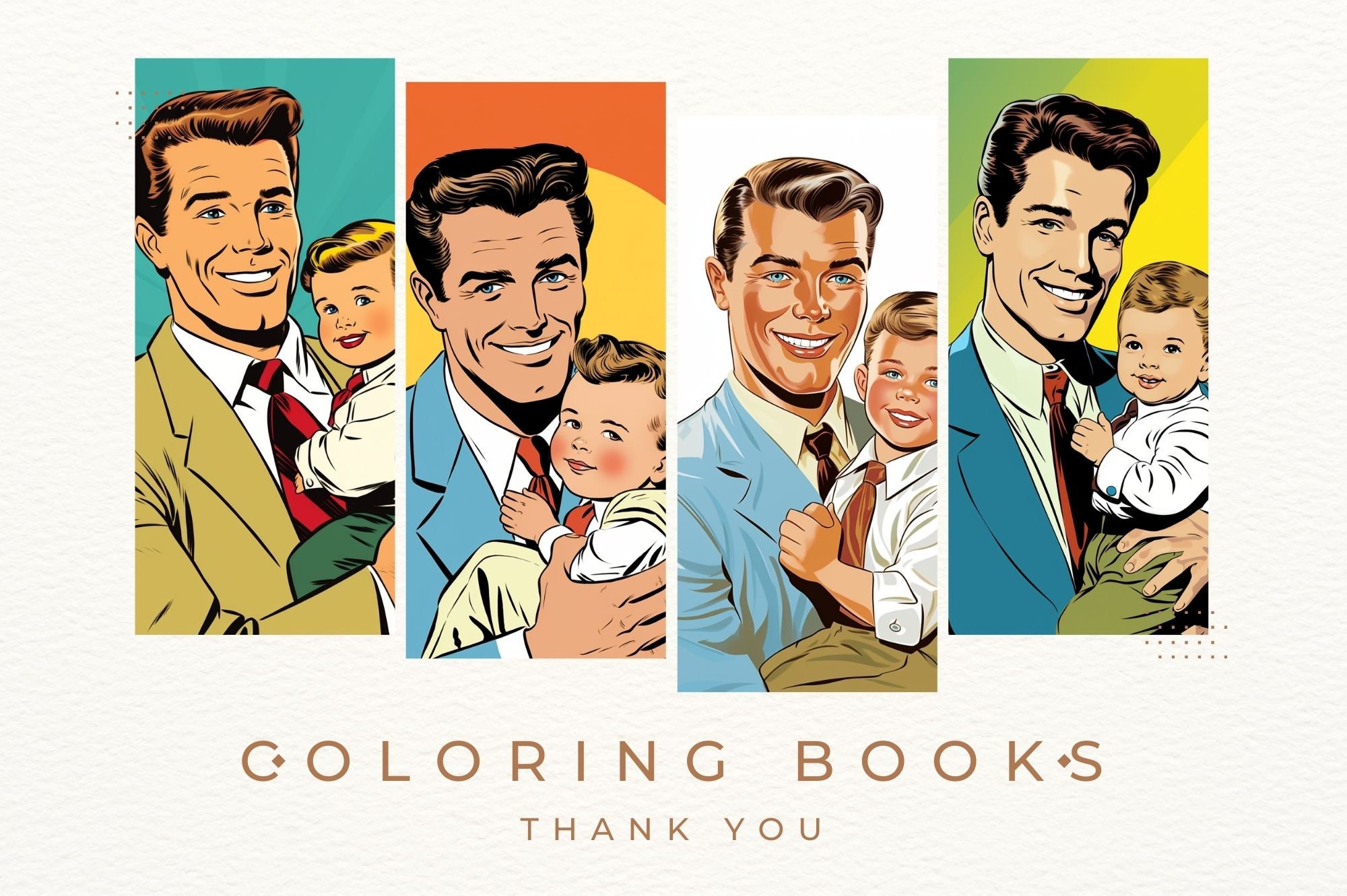 Vintage Father's Day Coloring Pages, Baby and Mom Coloring, Printable ...