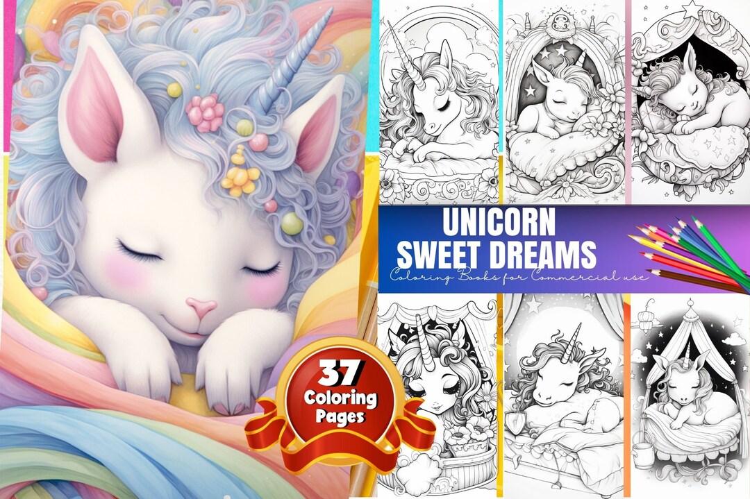 Unicorn Sweet Dreams Coloring Pages, Horse Coloring Book, Fantasy ...