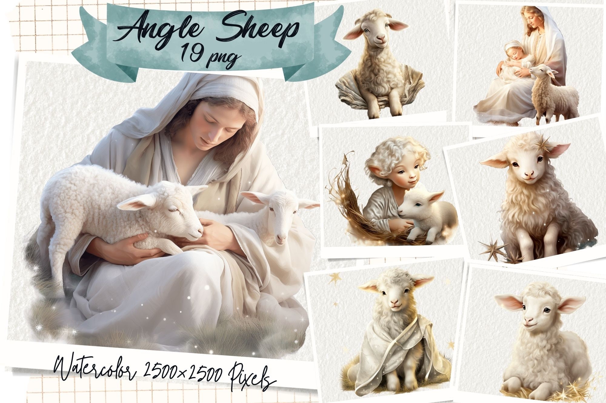 Angel Sheep Watercolor Clipart, Sheep Nursery Clipart Cute Clipart ...