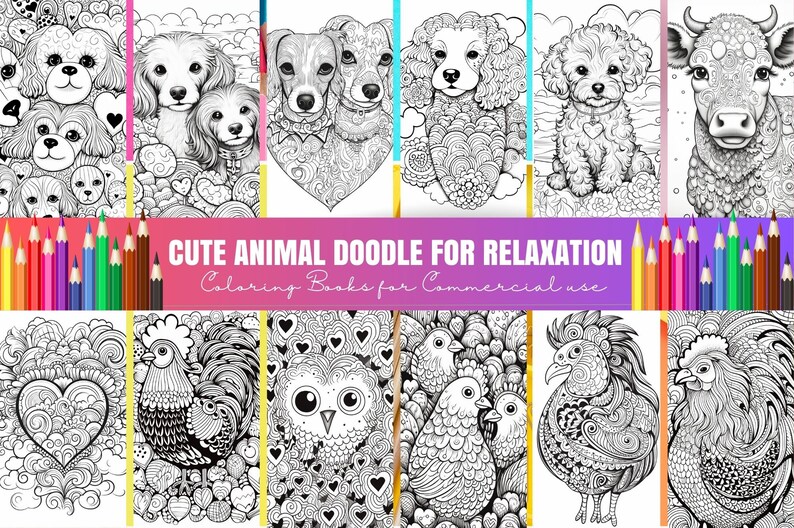 Cute Animal Doodles Clipart, Animal Kawaii Cute Doodle Coloring Page ...