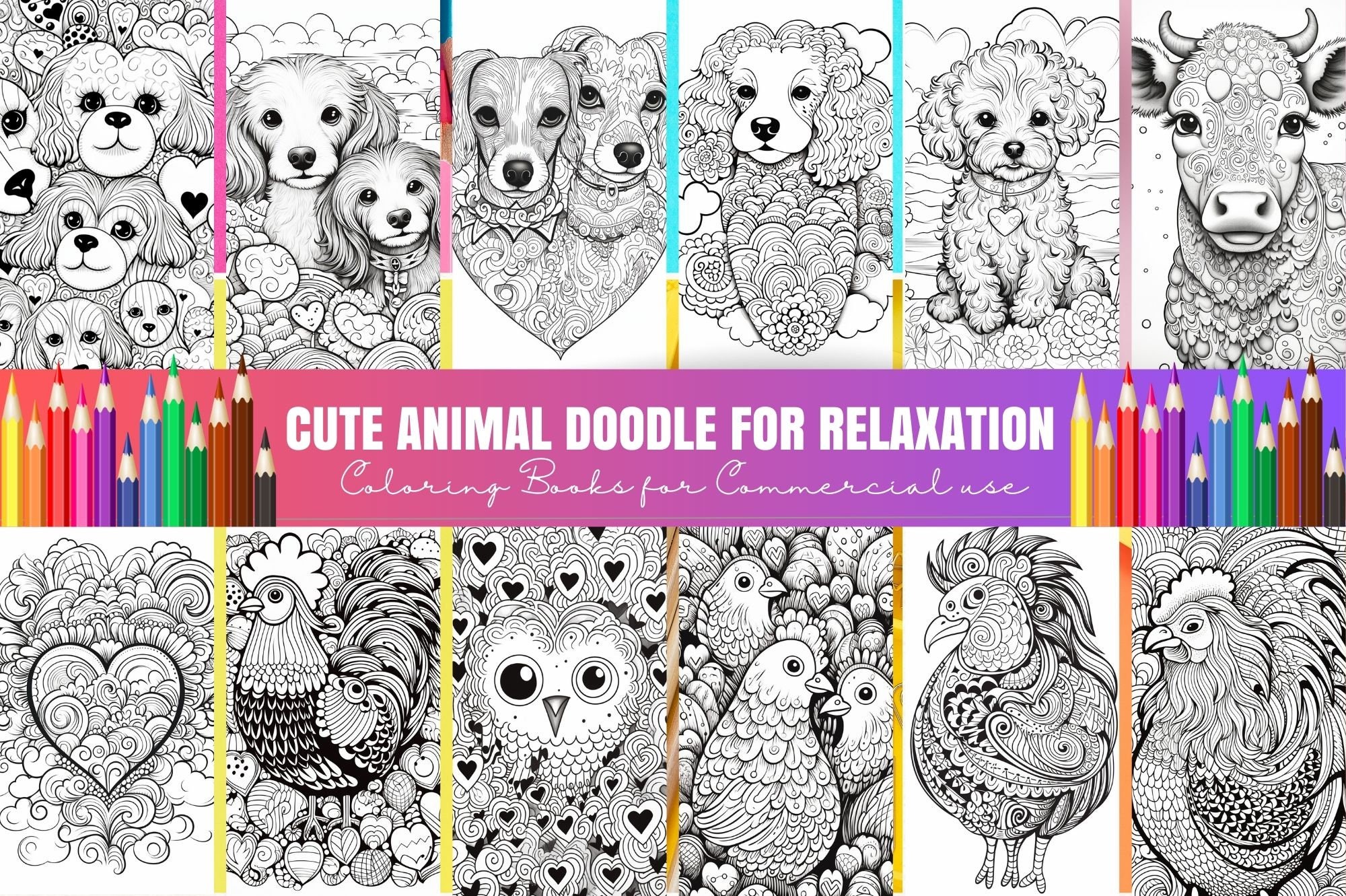 Cute Animal Doodles Clipart, Animal Kawaii Cute Doodle Coloring Page ...