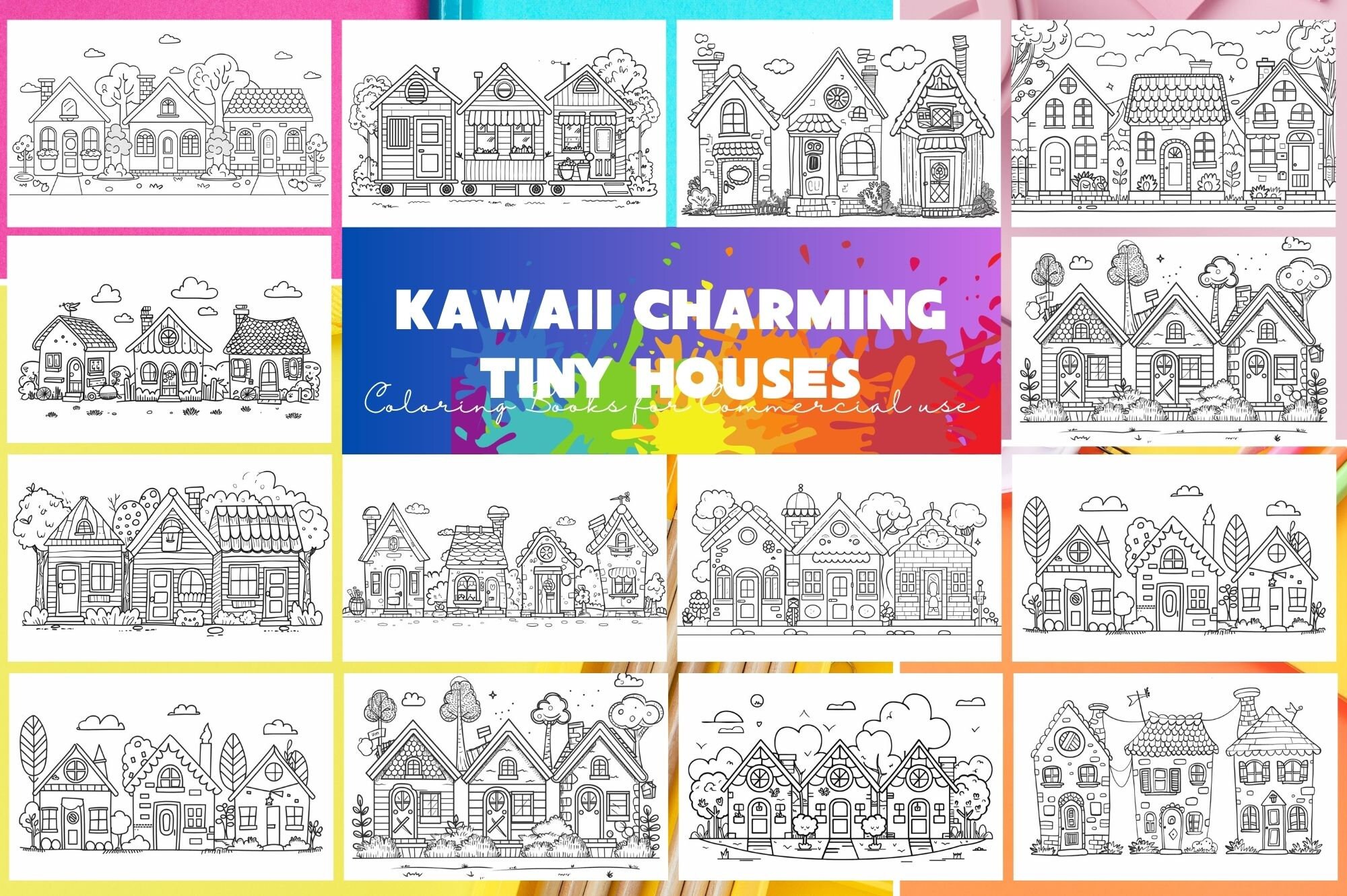 Kawaii Tiny Houses Coloring Pages, Cute Houses, Journal Paper Coloring ...