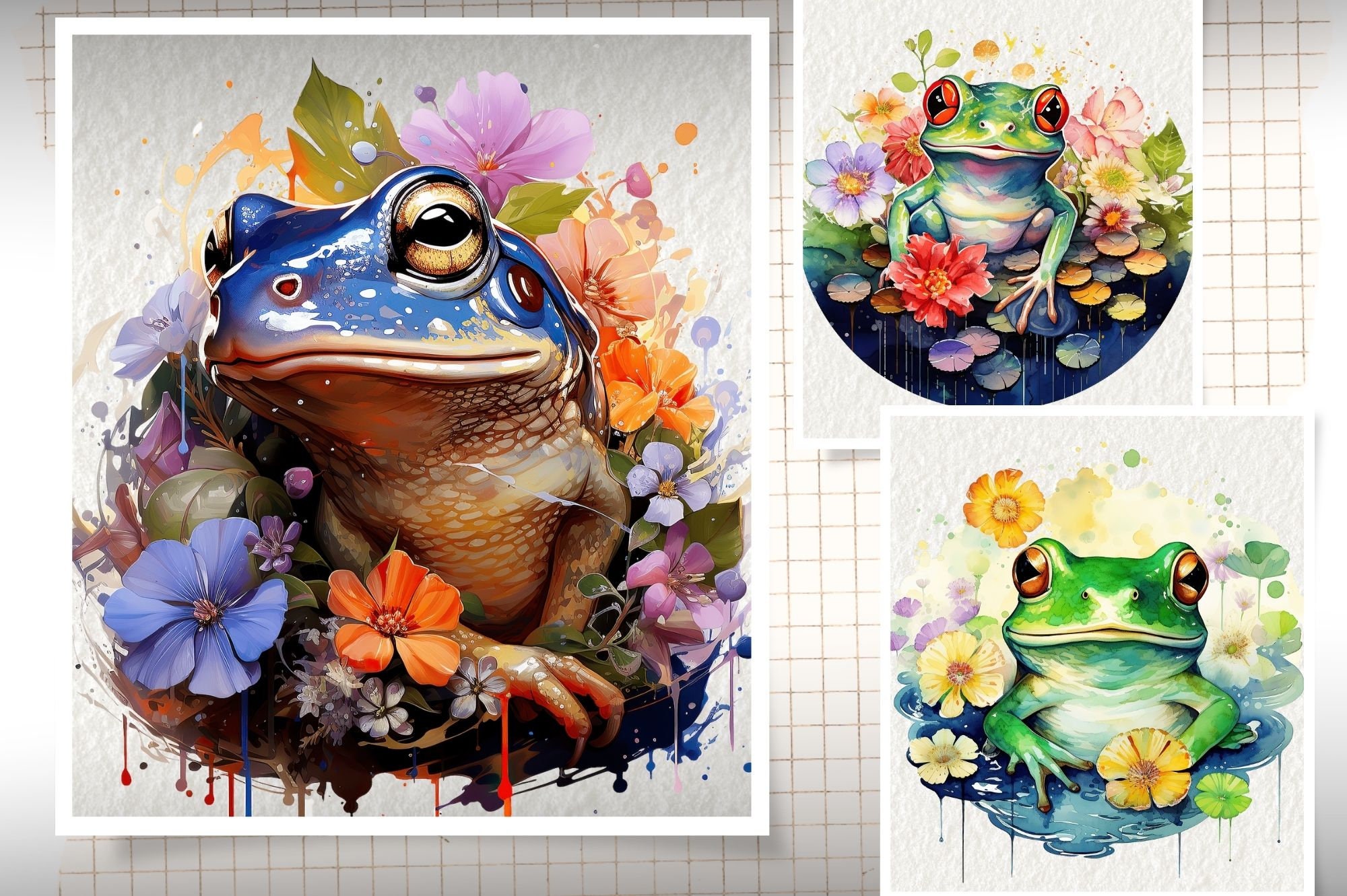 Lovely Frog With Flowers Clipart Cute Little Frogs Cute - Etsy