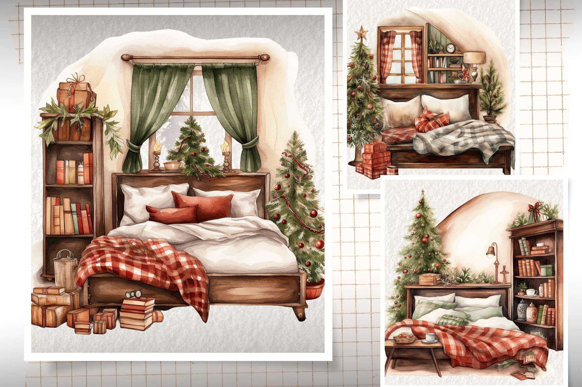 Cozy Bad Christmas Watercolor Clipart Winter Clipart Bundles - Etsy