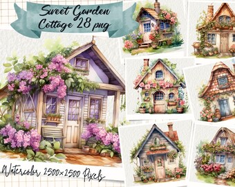 Cornish Cottage Watercolor Clipart, Cottagecore Watercolor Set, Cornish ...