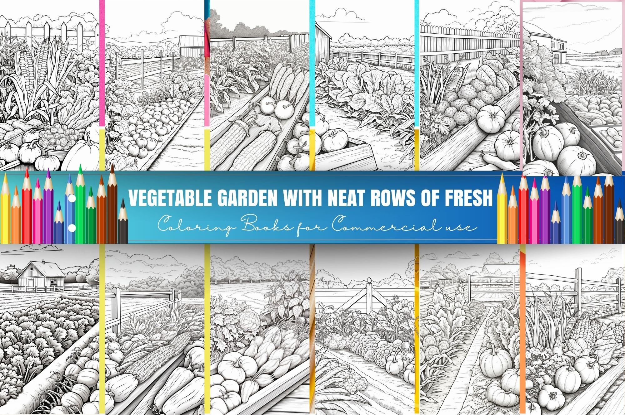 Vegetable Garden Coloring Page, Garden Coloring, Farm Coloring Sheet ...