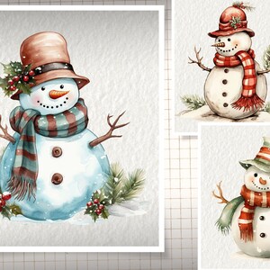 Snowman Watercolor Clipart, Snowman Clipart, Winter Season, Christmas ...