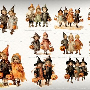 Halloween Trick or Treat Kids Watercolor Clipart, Children Halloween ...