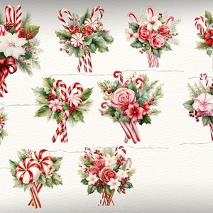 Christmas Candy and Gift Box Watercolor Clipart, Candy Cane, Peppermint ...