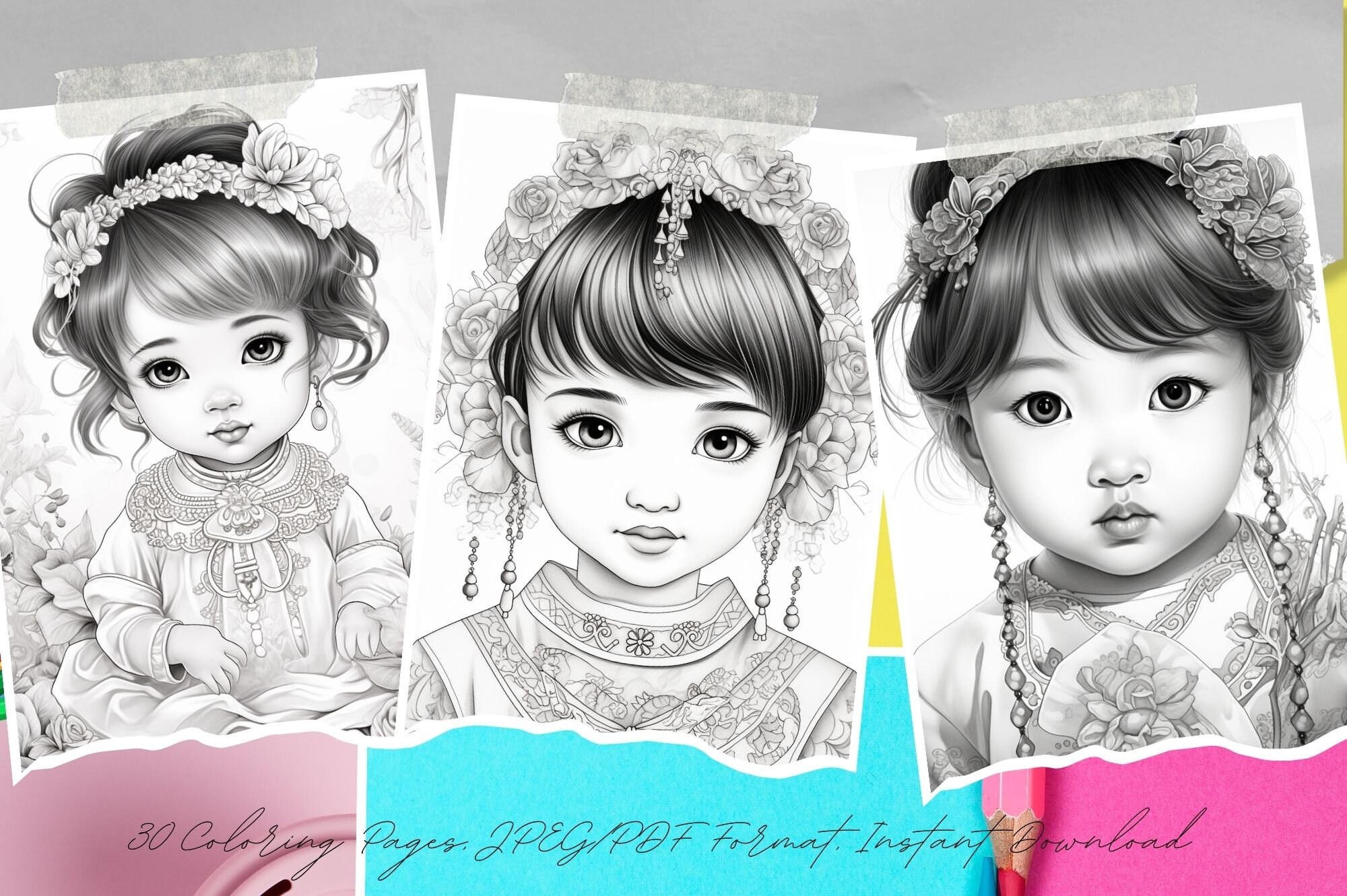 Little Asian Girls Coloring Pages, Cute Baby Asian Girl, Cute Darling ...