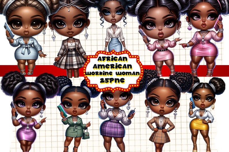African American Chibi Working Woman, African American Manga Chibi ...