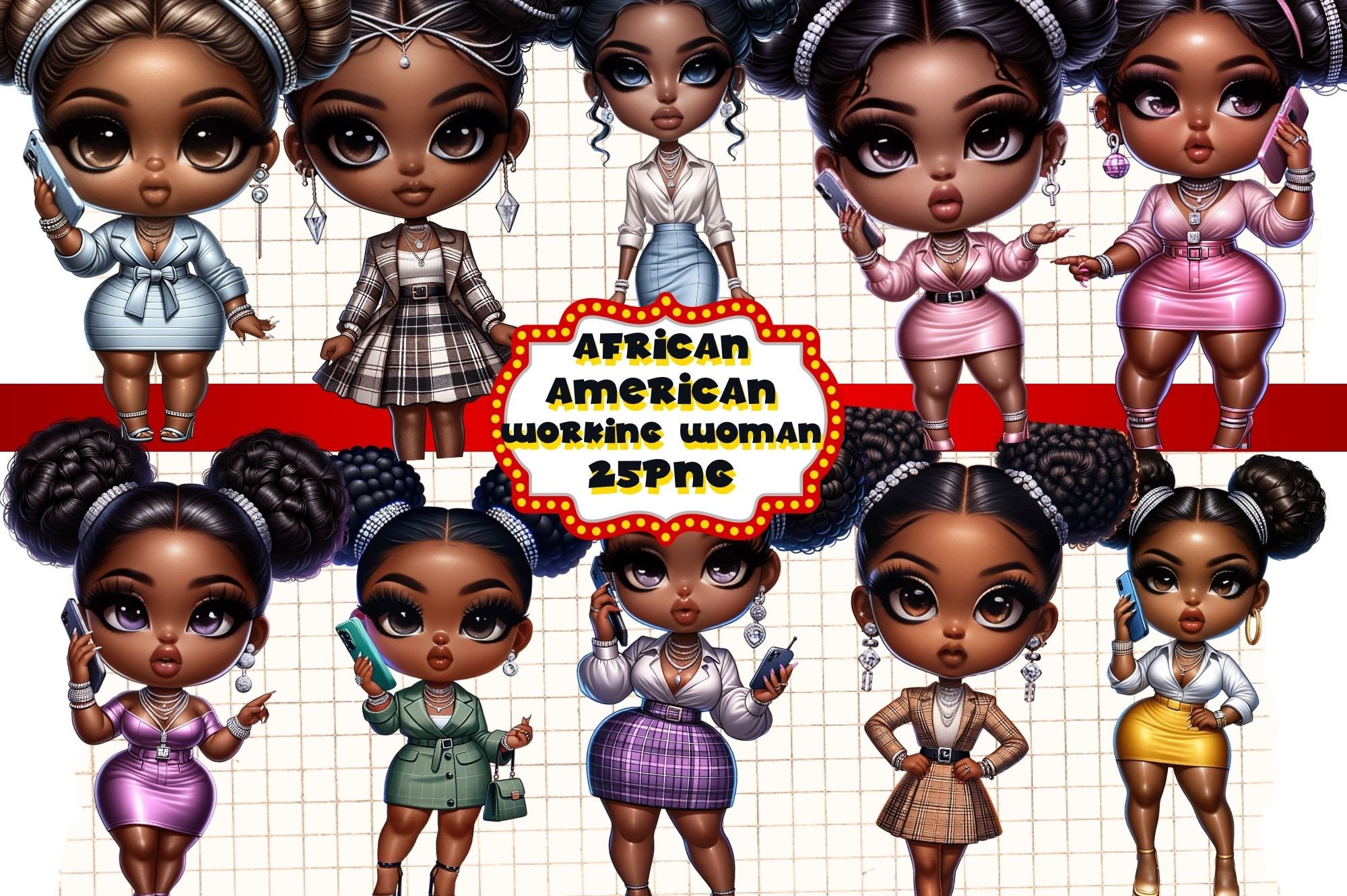 African American Chibi Working Woman, African American Manga Chibi ...