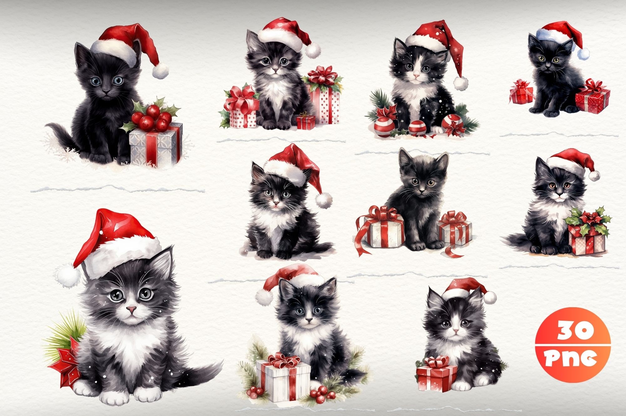 Christmas Cute Kitten Clipart, Christmas Clipart, Christmas Cats ...