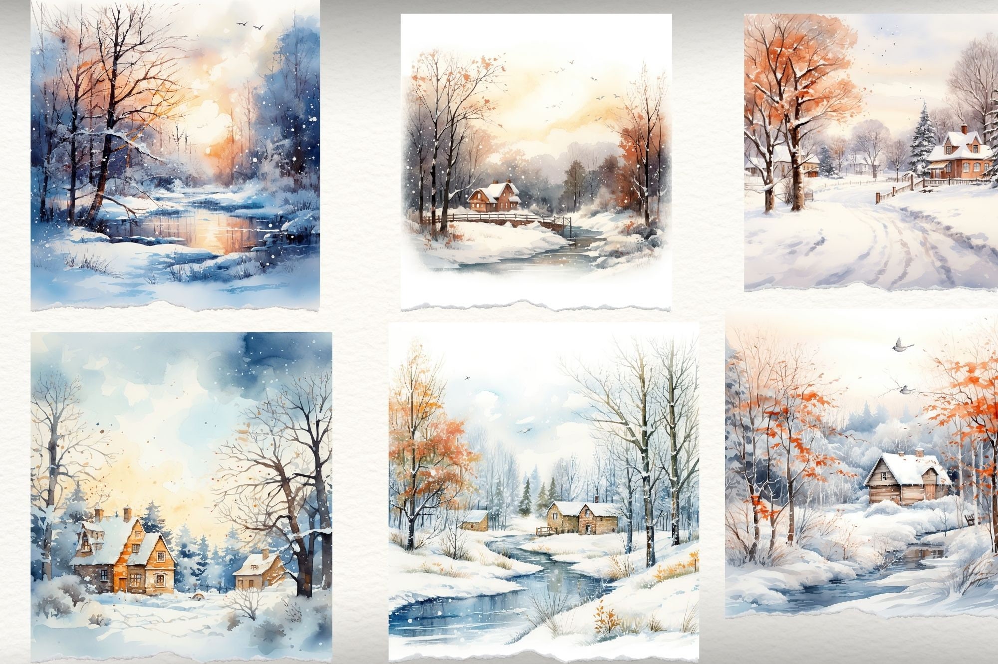 Watercolor Winter Wonderland Background Winter Landscape - Etsy