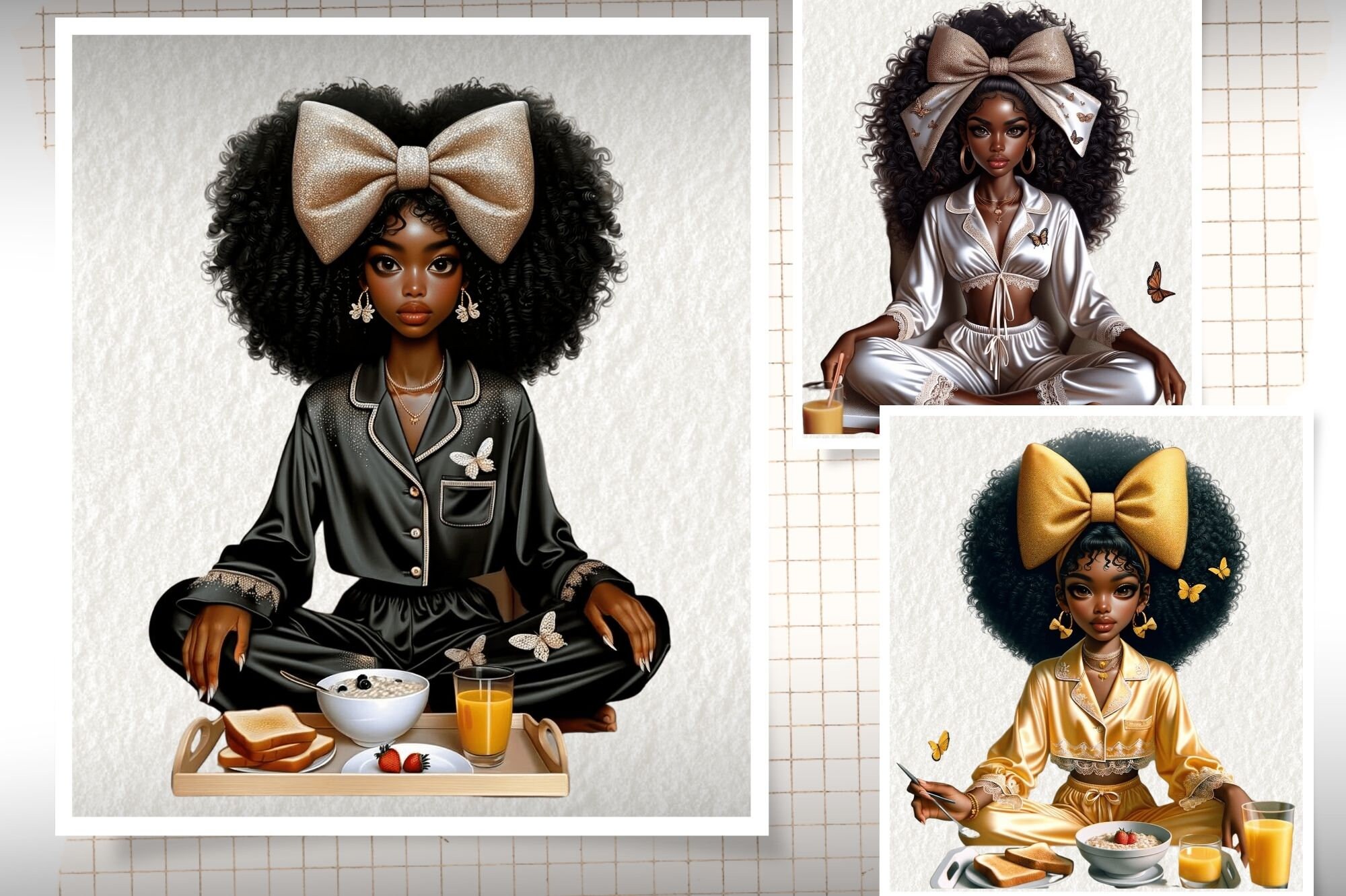 African American Breakfast Clipart, African American Chibi Woman, Chibi ...