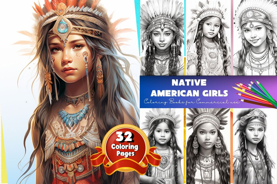 Beautiful Native American Girls Coloring Pages, Native American Girls ...