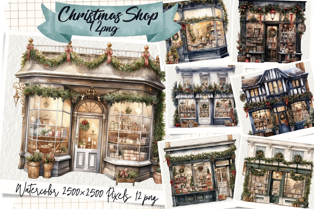 Christmas Storefront Clipart - Cozy Christmas Store, Xmas Clipart ...