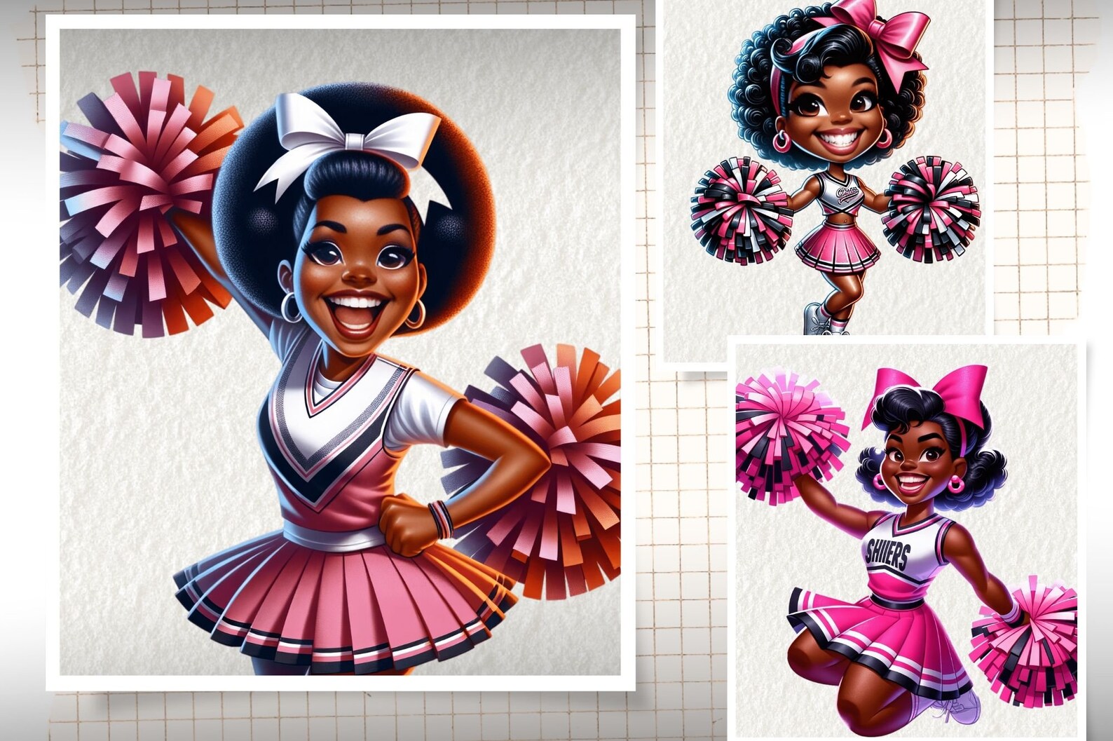 Cheerleader African American Chibi Woman, Chibi Black Women, Chibi Doll ...