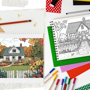 Cozy House Surrounded Garden Coloring Page, the Village Path Coloring ...