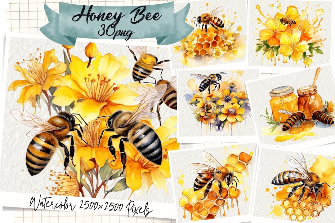 Honey Bee Clipart, Bumblebee Spring Garden Bee and Noney, Honey Bee ...