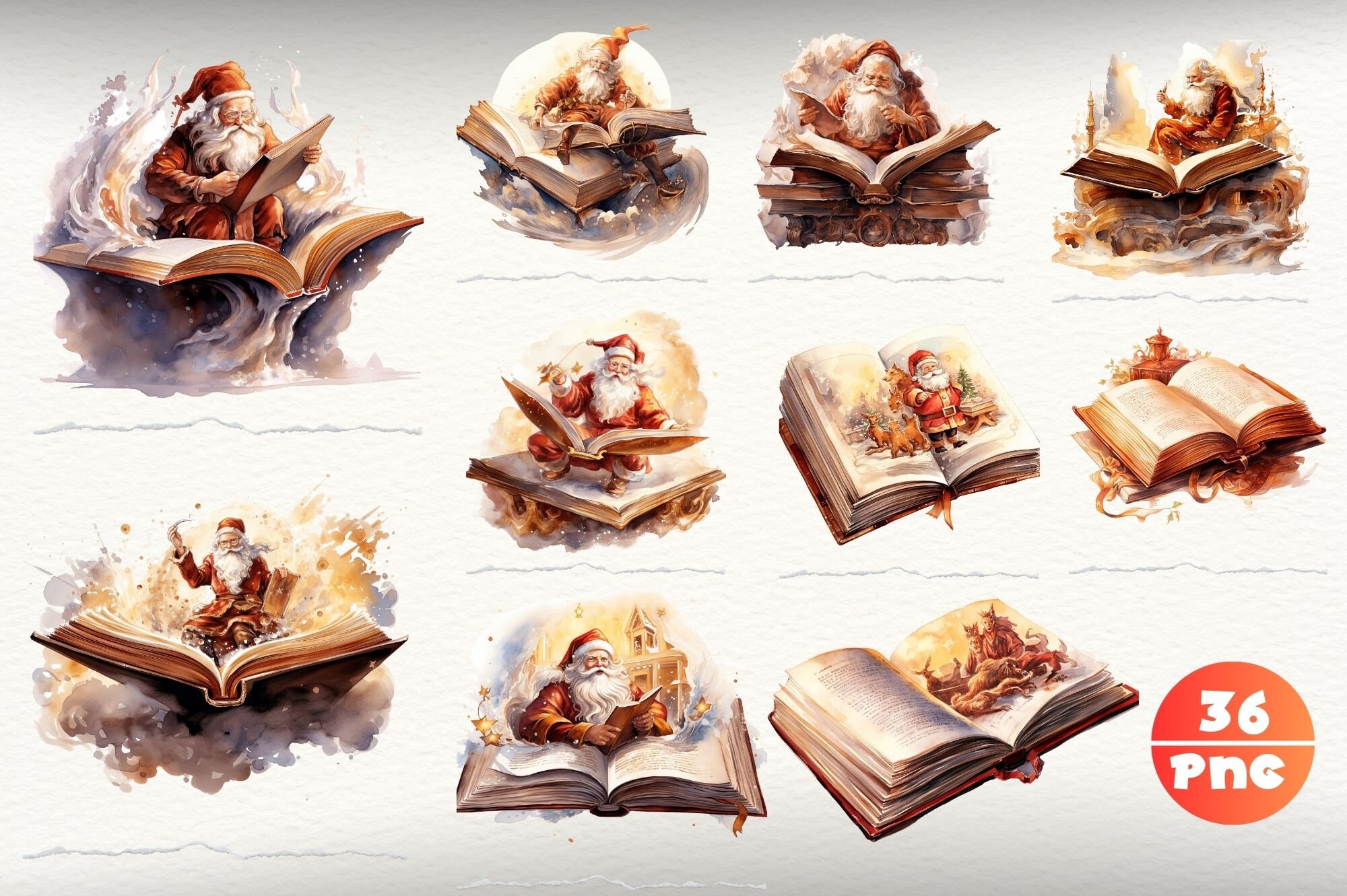 Christmas Magic Book Watercolor Clipart Fantasy Books Open - Etsy