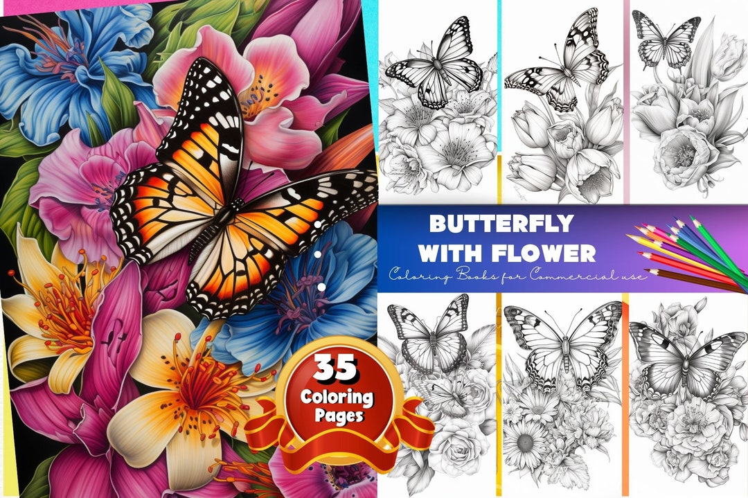 Butterflies and Flowers Coloring Pages, Butterflies Coloring, Butterfly ...