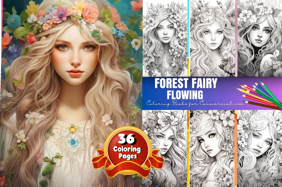 Magic Forest Coloring Page, Woodland Fairy III Girls Fantasy Coloring ...