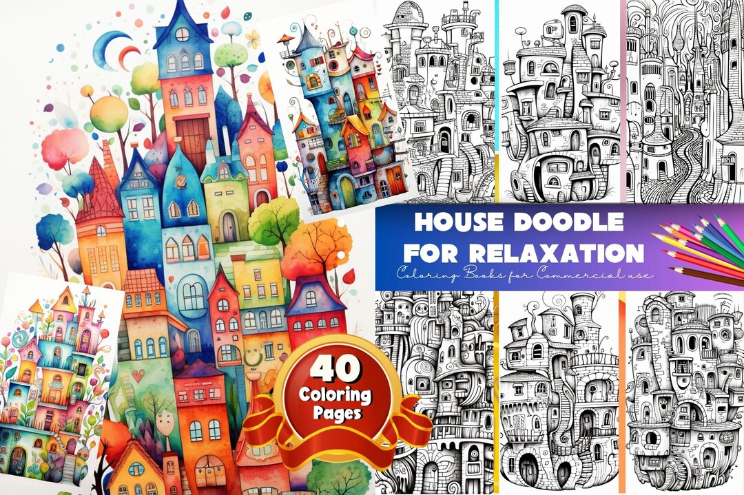 House Doodle for Relaxation Coloring Pages, Doodle Coloring Pages for ...