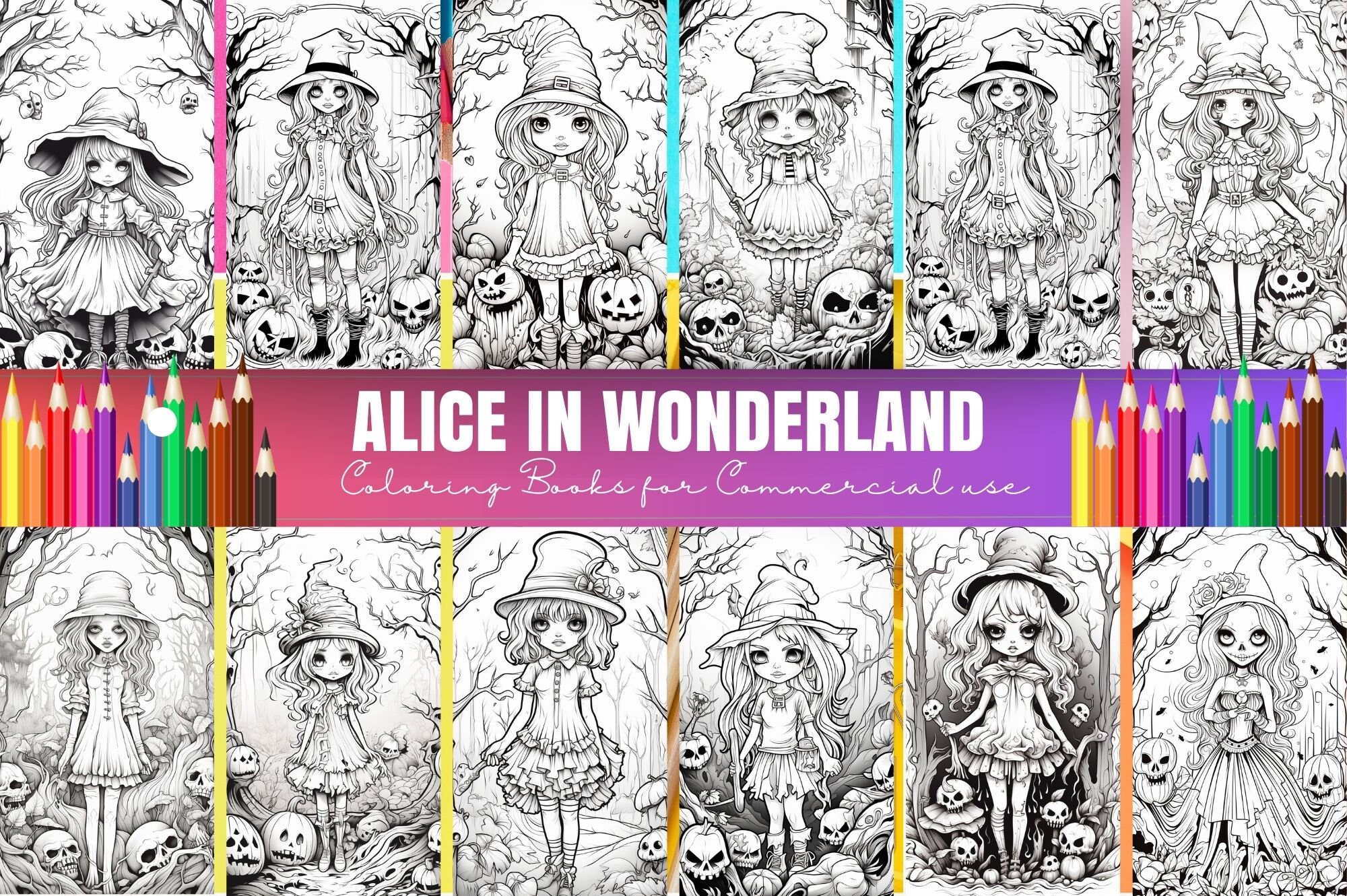 Witch Zombie Girl Coloring Pages Witch Coloring Halloween - Etsy