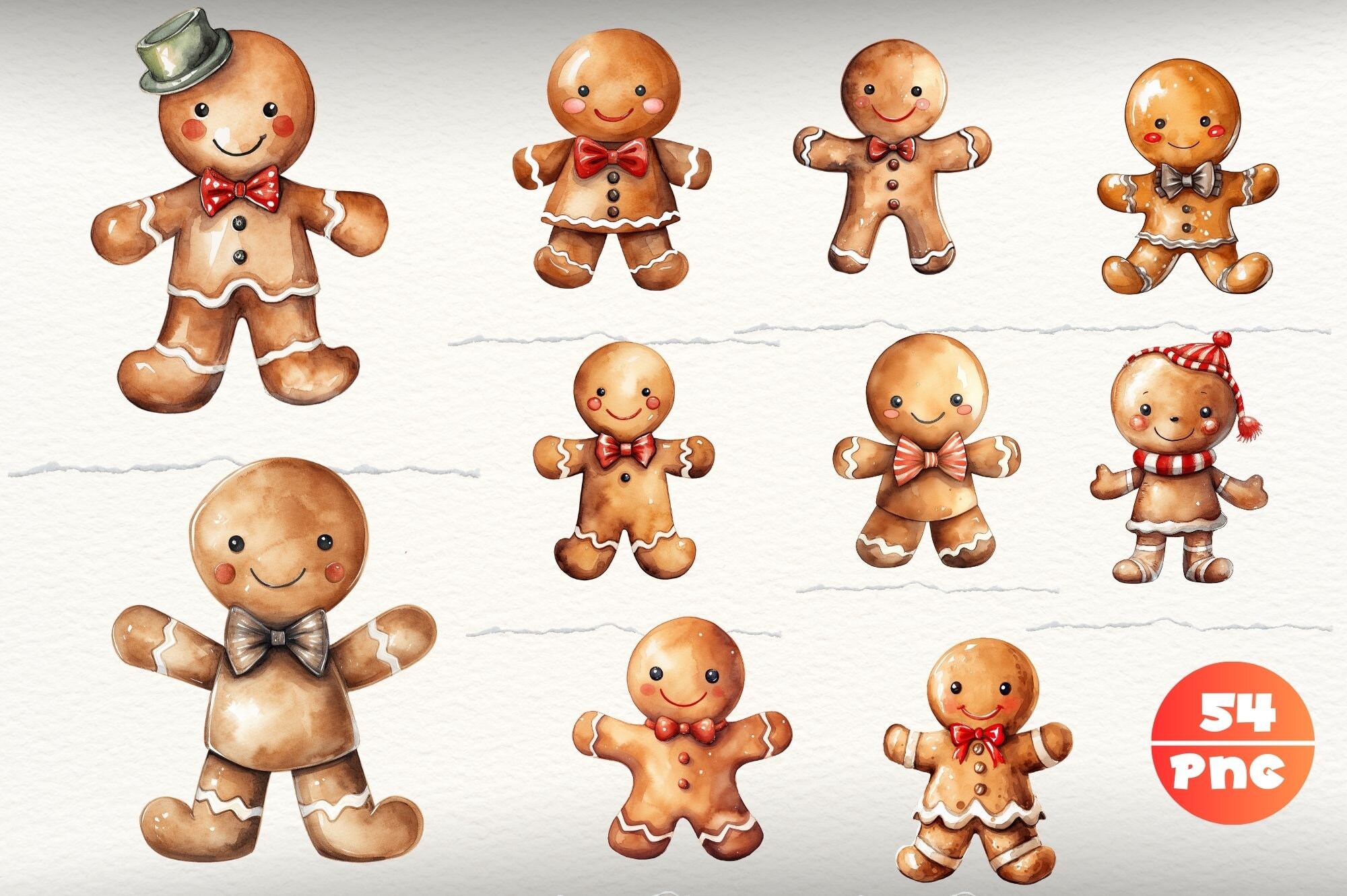 Gingerbread Man Clipart Watercolor Christmas Gingerbread - Etsy