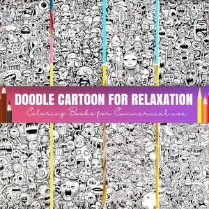 Cartoon Doodle for Relaxation Coloring Pages, Doodle Coloring Sheets ...