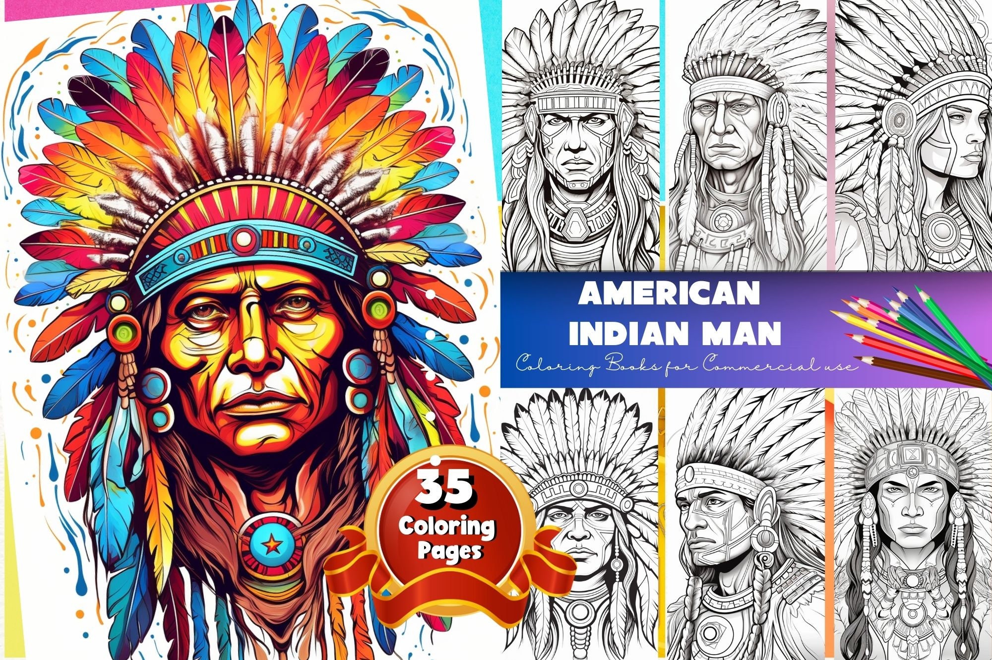 American Indian Man Coloring Pages, Native Americans Coloring Page Book ...