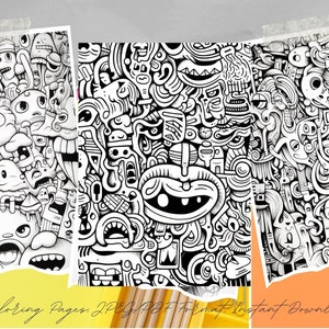 Cartoon Doodle for Relaxation Coloring Pages, Doodle Coloring Sheets ...