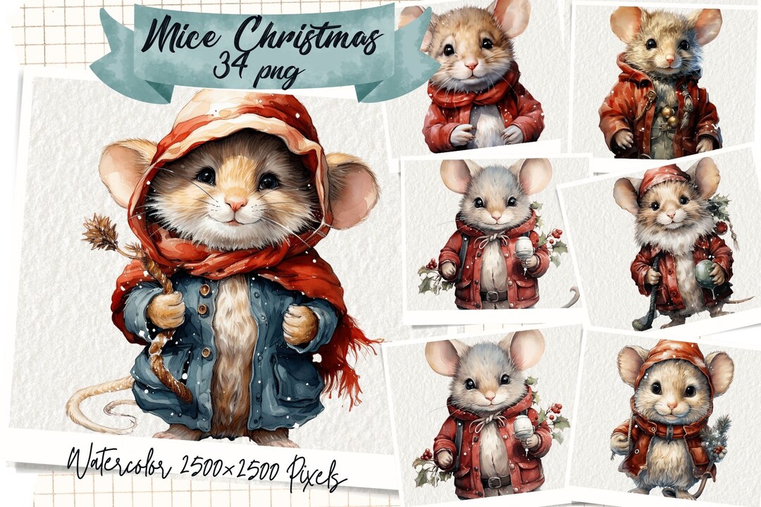 Christmas Mouse Clipart, Christmas Mouse, Holiday Clipart, Christmas ...
