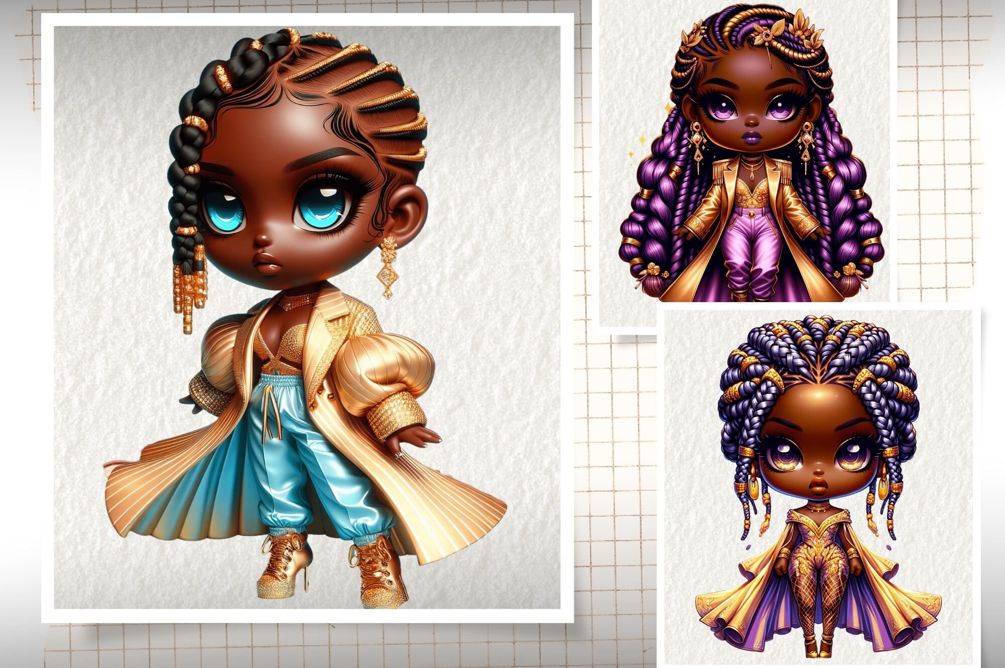 African American Chibi Woman, Chibi Black Women, Chibi Doll, Chibi Doll ...