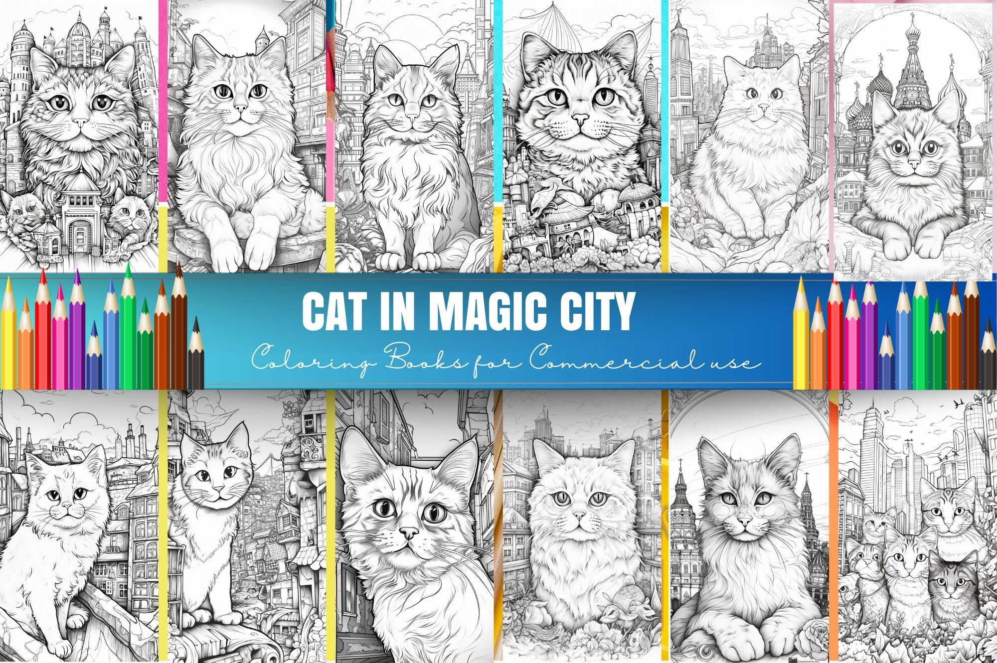 Cat in Magic City Coloring Pages , Adorable Flower Cat Coloring Pages ...