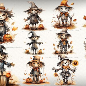 Scarecrow Watercolor Clipart, Autumn Clipart, PNG Format, Transparent ...