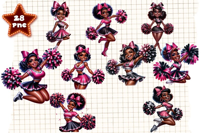 Cheerleader African American Chibi Woman, Chibi Black Women, Chibi Doll ...